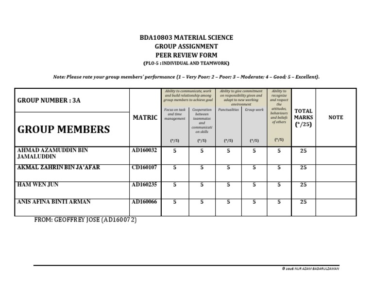 Group Members: Bda10803 Material Science Group Assignment Peer Review ...