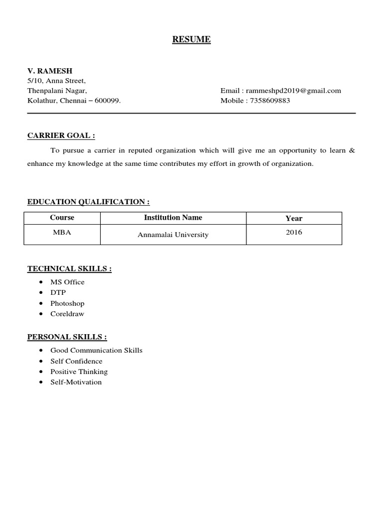 Resume Ramesh 1 | PDF