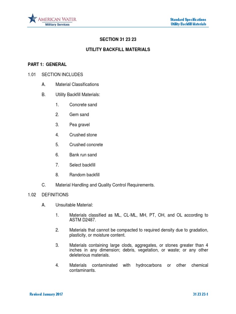 31 23 23 - Utility Backfill Materials | PDF | Construction Aggregate ...