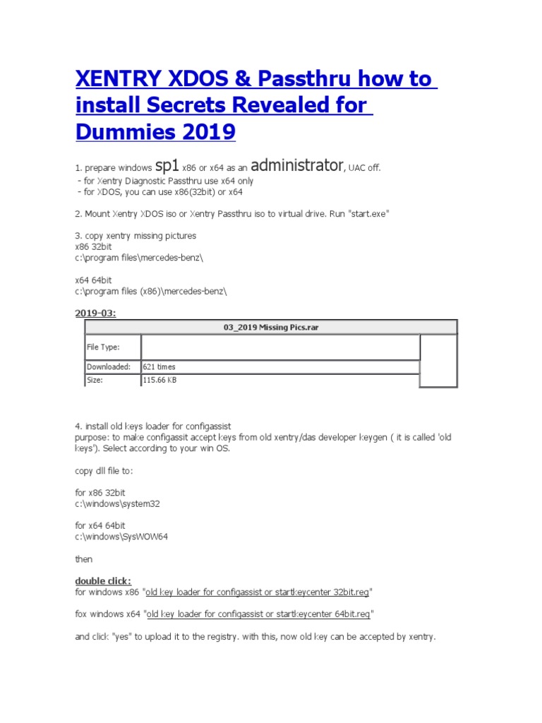 Instalacion Xentry XDOS y Pass Trhu | PDF | Computer File | File Format