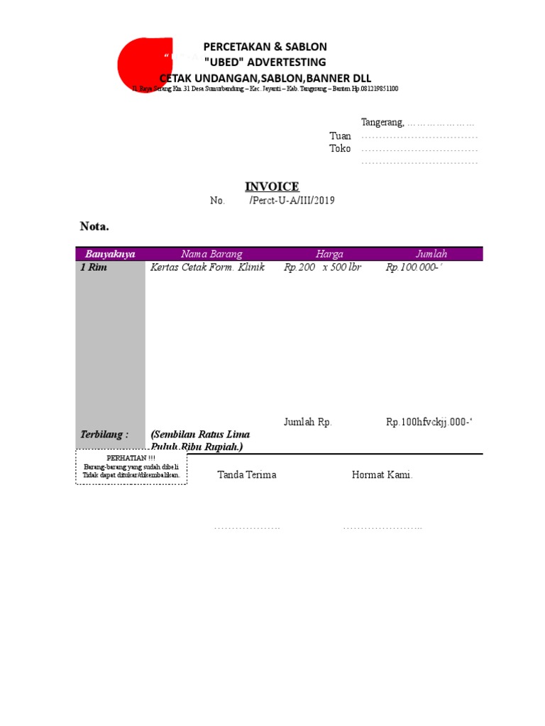 Nota Percetakan 2 | PDF
