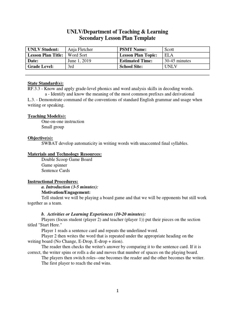 Mini Lesson 1 Pdf Lesson Plan Educational Assessment