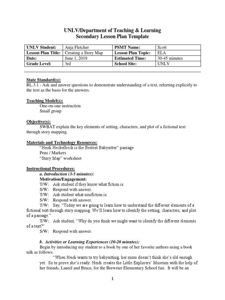 UNLV/Department of Teaching & Learning Secondary Lesson Plan Template ...