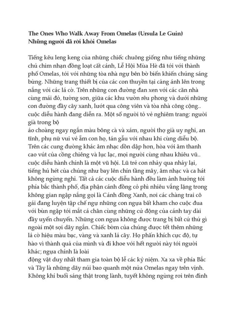 The Ones Who Walk Away From Omelas | PDF