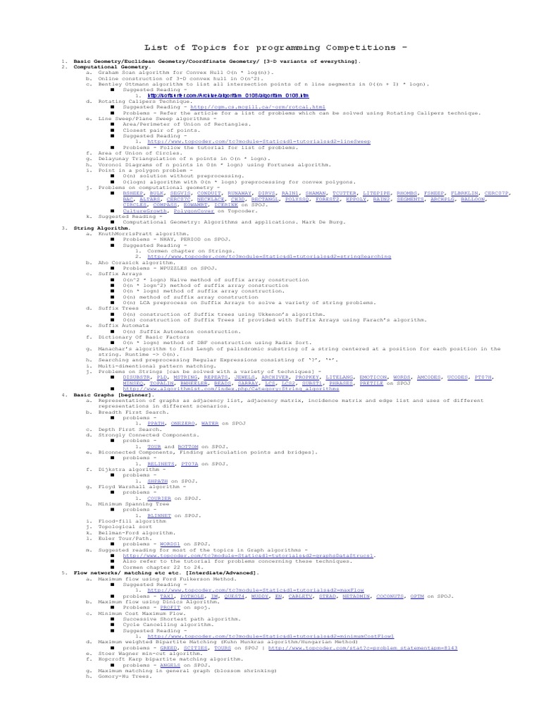 A Comprehensive Guide to Programming Competition Topics Covering ...