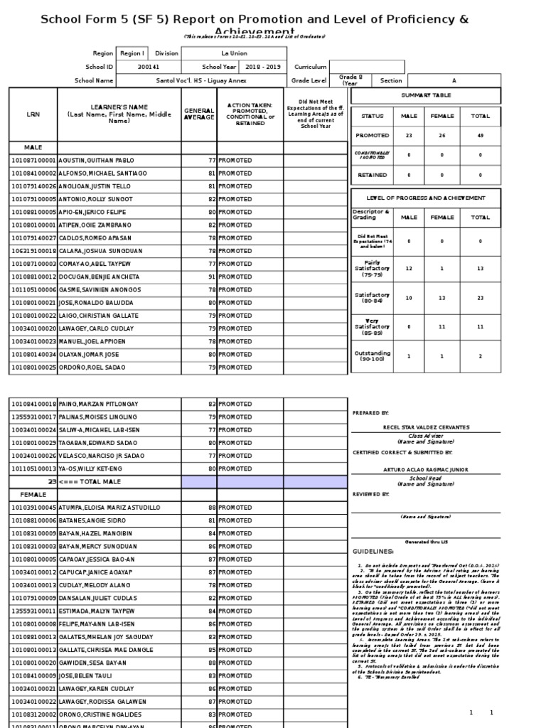 SF5 - 2018 - Grade 8 (Year II) - A | PDF