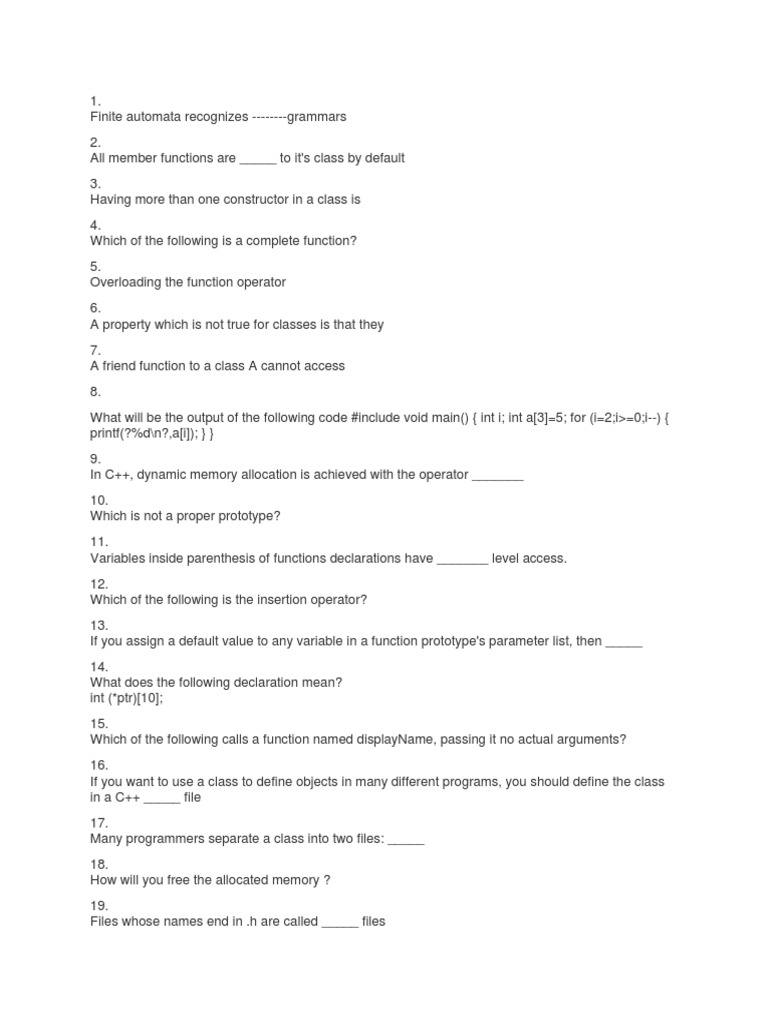 Technical Questions Btech Pdf Class Computer Programming Constructor Object Oriented 3313