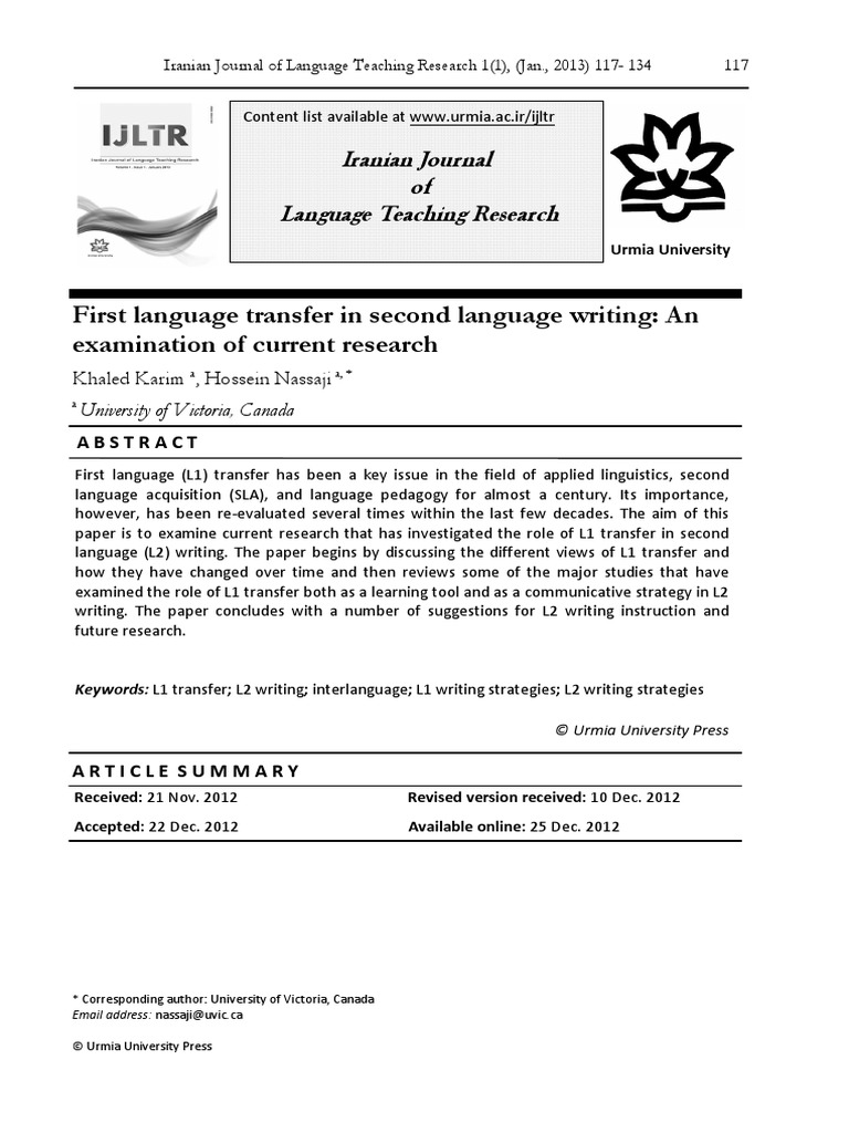 First Language Transfer | PDF | Second Language | Second Language ...