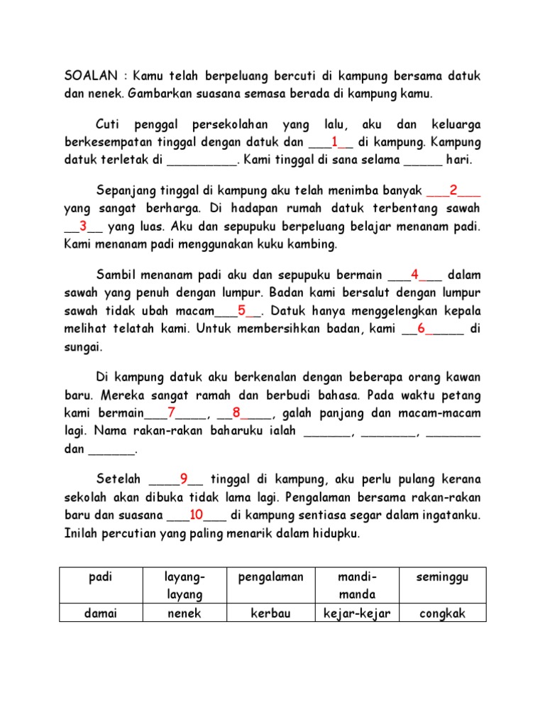 Karangan Bercuti Di Kampung | PDF Karangan Bercuti Di Kampung | PDF