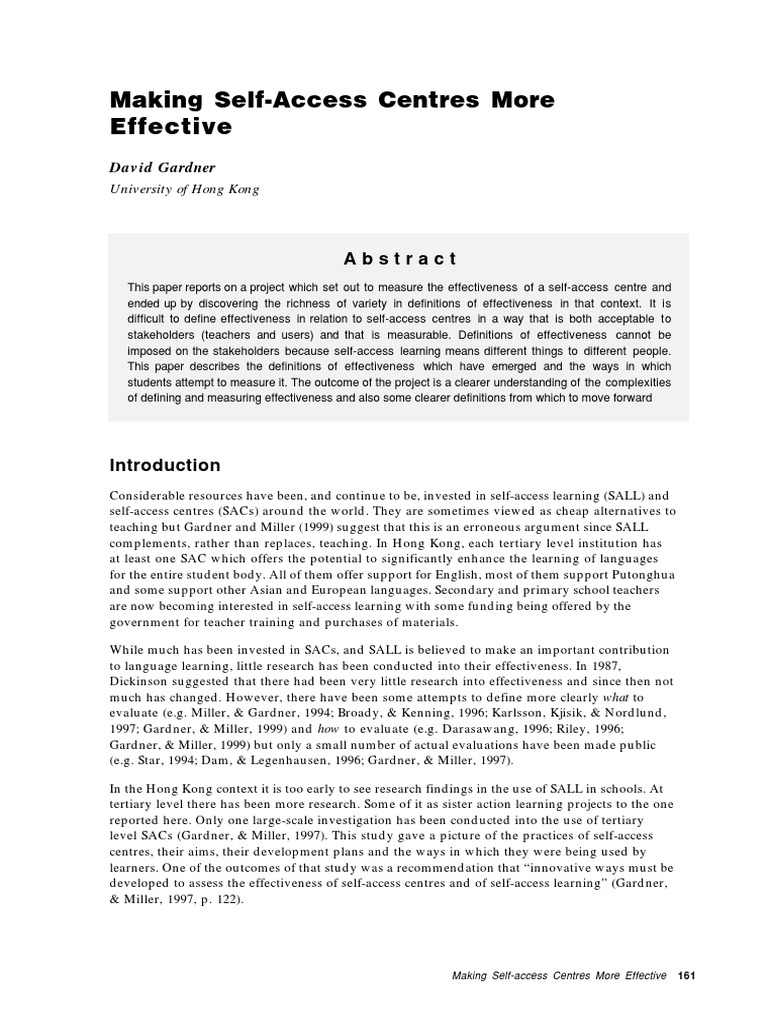 Making Self Access Effective | PDF | Teachers | Language Education