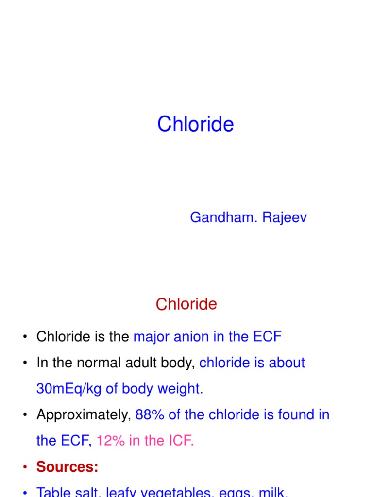 Major Anion in ECF and Its Functions | PDF