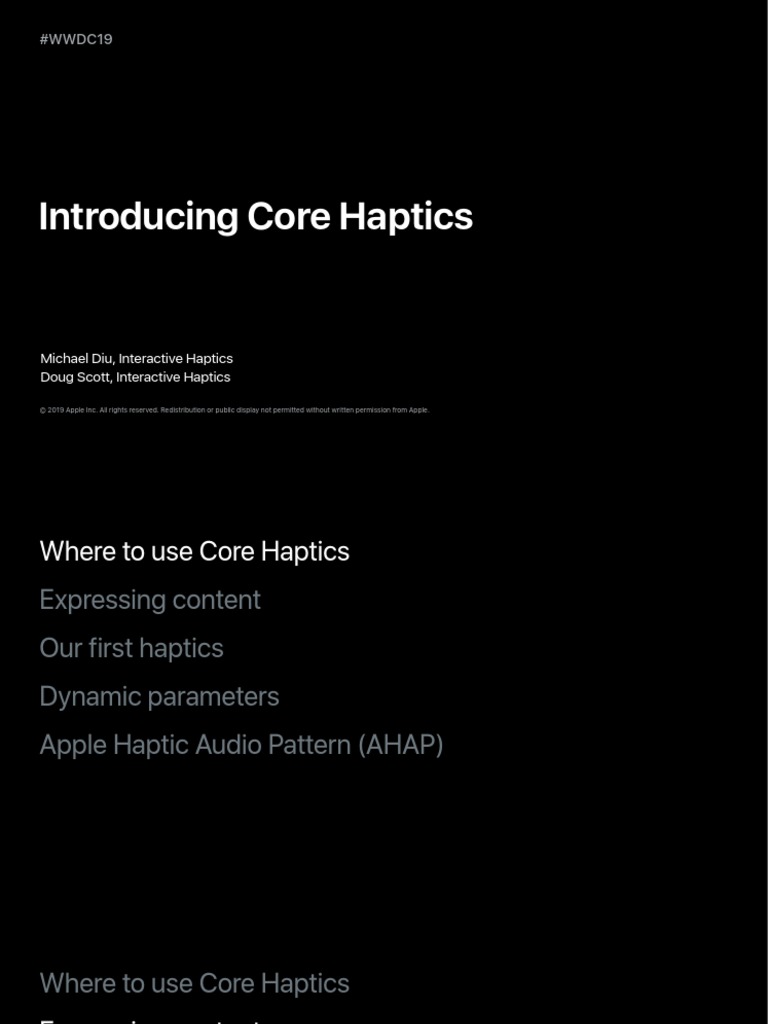 Apple - Introducing Core Haptics | PDF | Augmented Reality | Ios