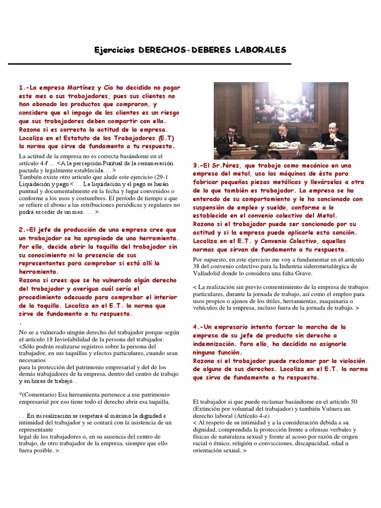 Ejercicios DERECHOS y Deberes | PDF | Instituciones sociales | Ciencias sociales