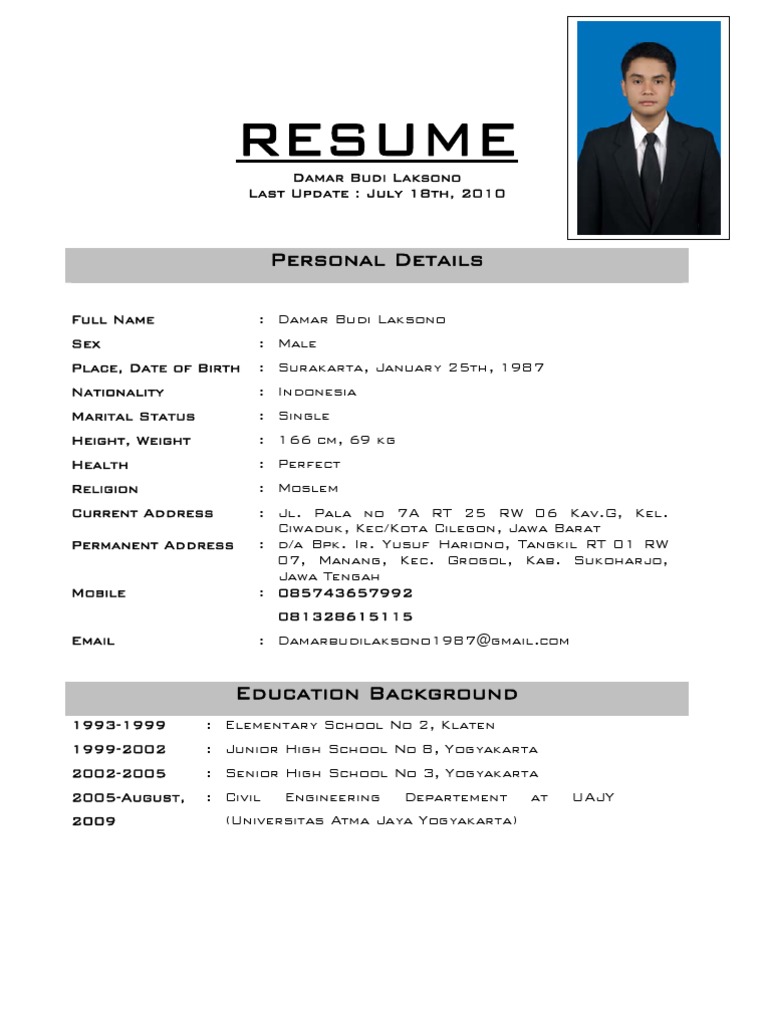 Resume: Personal Details | PDF