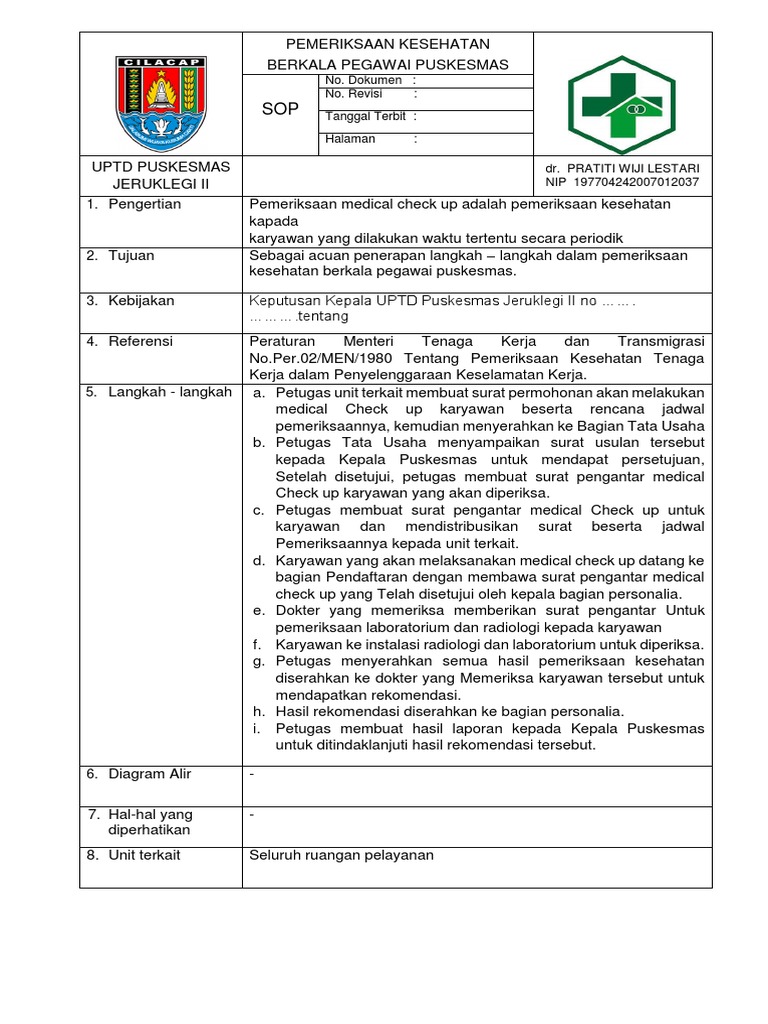 Sop Mcu Pegawai | PDF