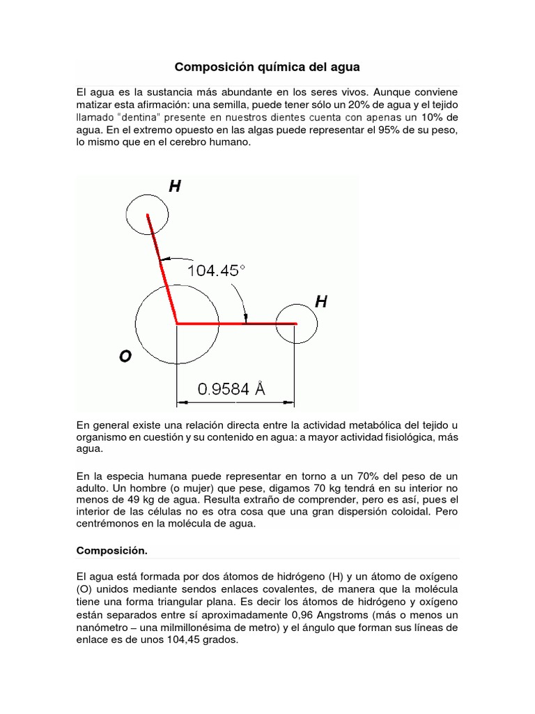 Composición Química Del Agua | PDF | Propiedades del agua | Enlace químico