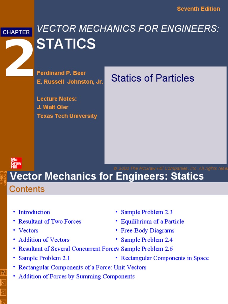 Vector Mechanics by Johnson | PDF | Euclidean Vector | Force