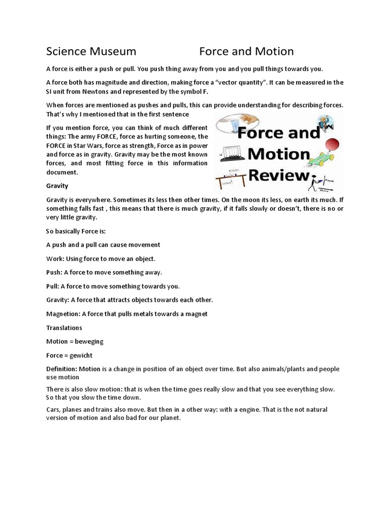 Science Museum Force and Motion | PDF | Gravity | Isaac Newton