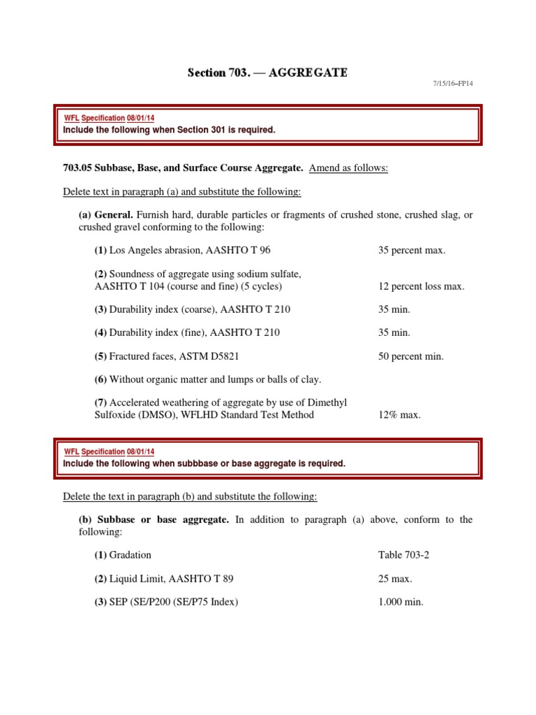 Section 703. - AGGREGATE: Include The Following When Section 301 Is ...