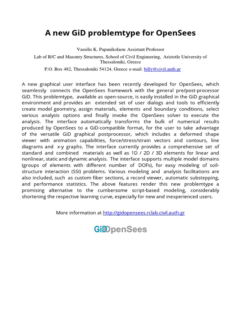New GiD Interface for OpenSees Users | PDF | Computers