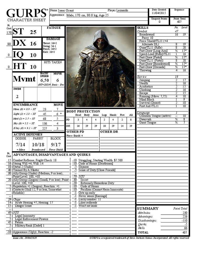 ST DX IQ HT: Character Sheet | PDF | Leisure | Sports