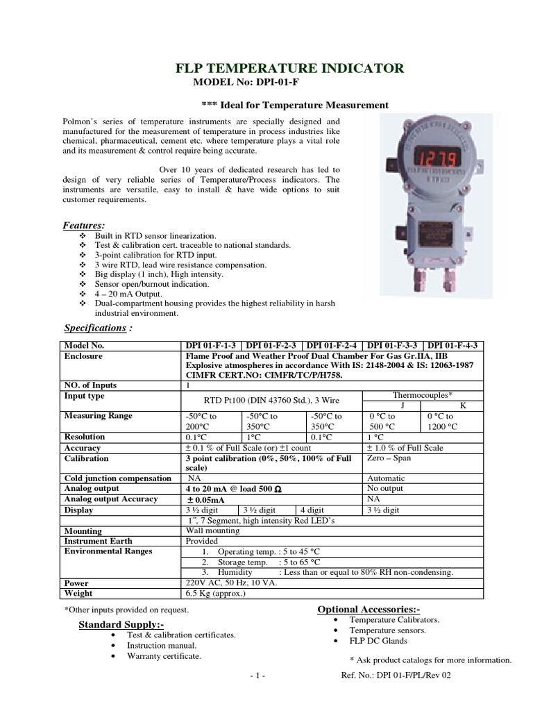 FLP Temperature Indicator | PDF | Calibration | Celsius