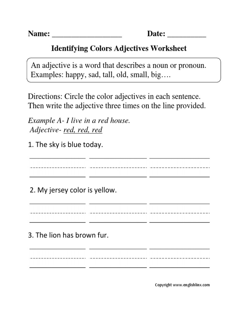 Adjectives Identifying Colors P 1 Beginner | PDF | Language Arts ...