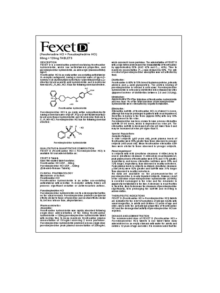 Fexet D Tab Leaflet EXP GA | PDF | Medicinal Chemistry | Medical Treatments