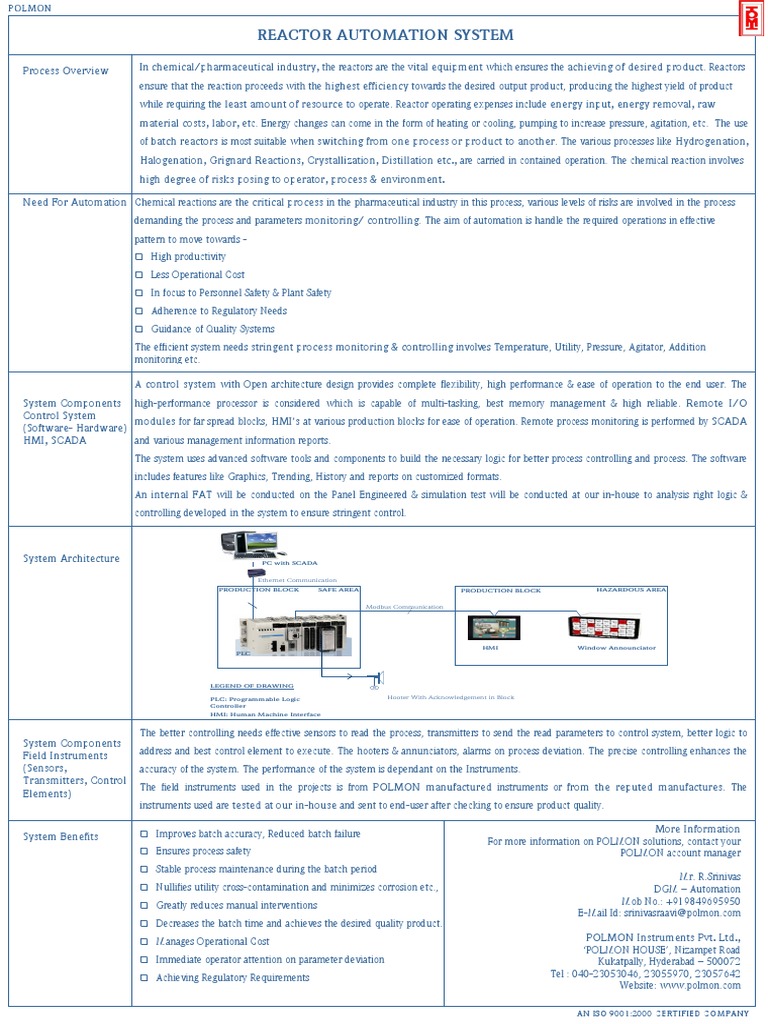 Reactor Automation System | PDF | Chemical Reactor | Automation