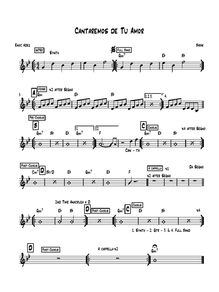 Chart Cantaremos de Tu Amor Barak PDF | PDF
