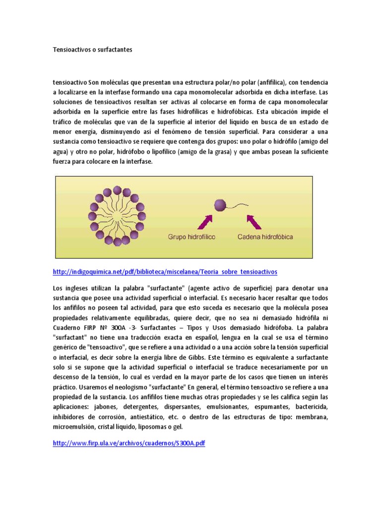 Tensioactivos o Surfactantes | PDF | Tensioactivo | Emulsión