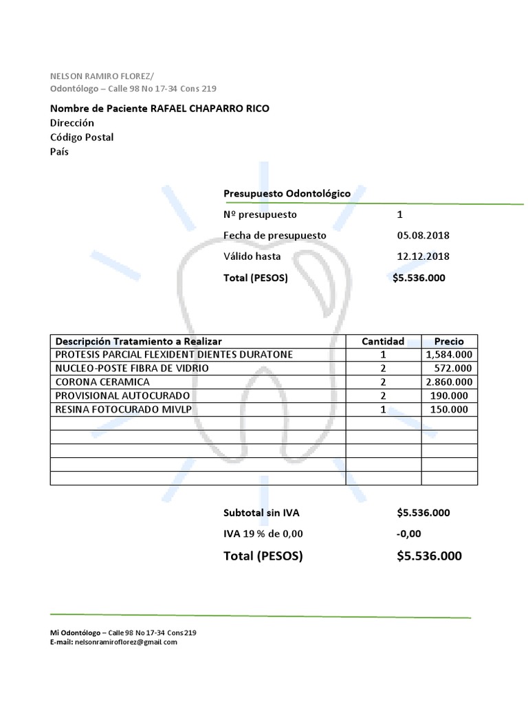 Modelo Presupuesto Word | PDF
