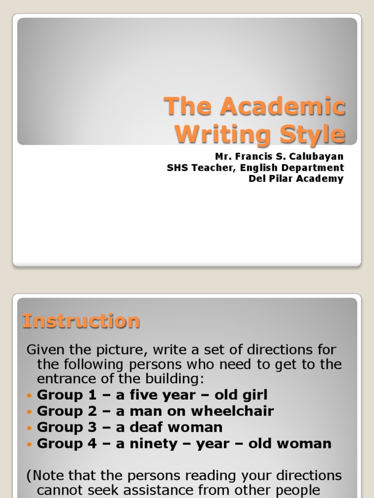 The Academic Writing Style Intro. Act. | PDF | Thesis | Academic Publishing