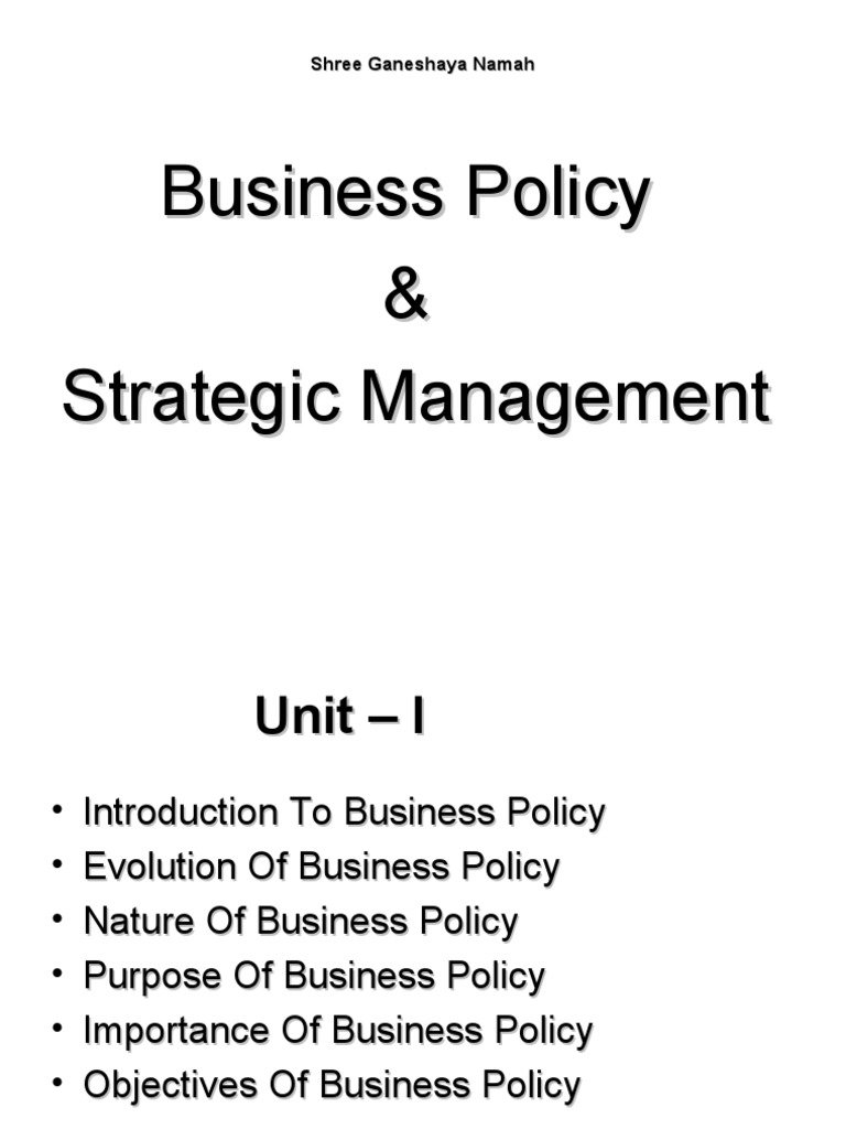 Business Policy & Strategic Management | PDF | Strategic Management ...