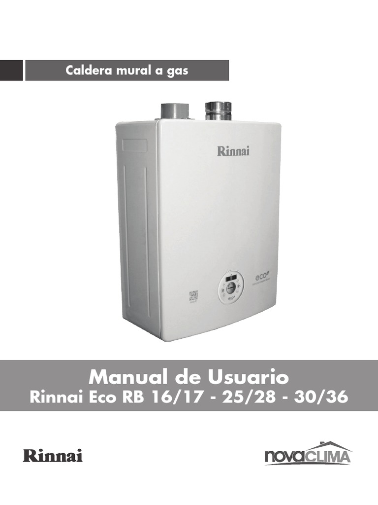 Manual Rinnai Eco | PDF | Caldera | Tap (Válvula)