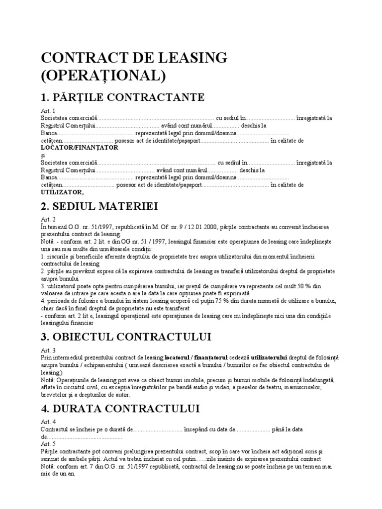 Contract de Leasing Operational