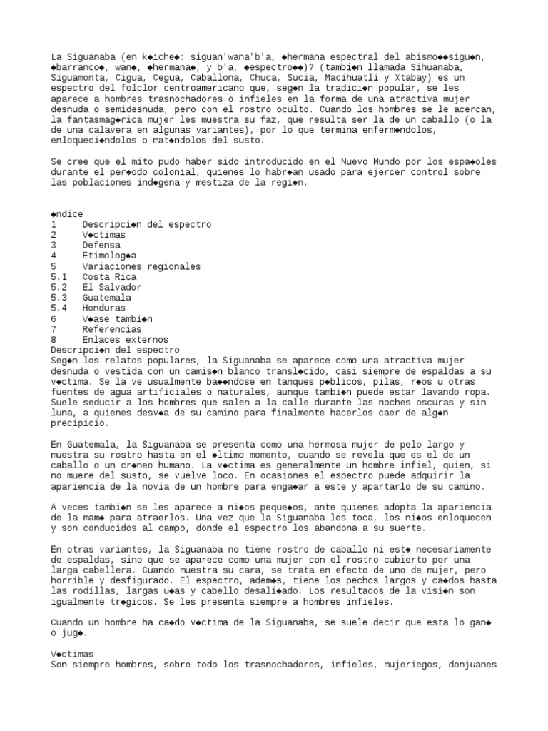 La Siguanaba | PDF | Leyendas | Antropología cultural