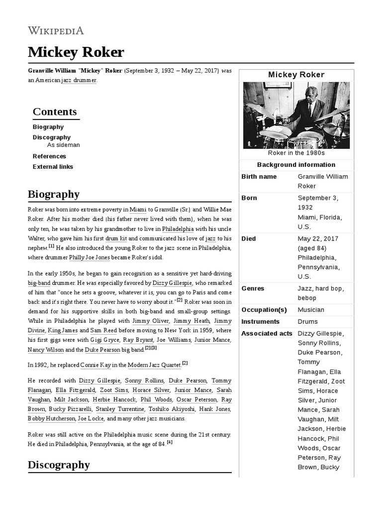 Mickey Roker | PDF | Music Of The African Diaspora | Artists