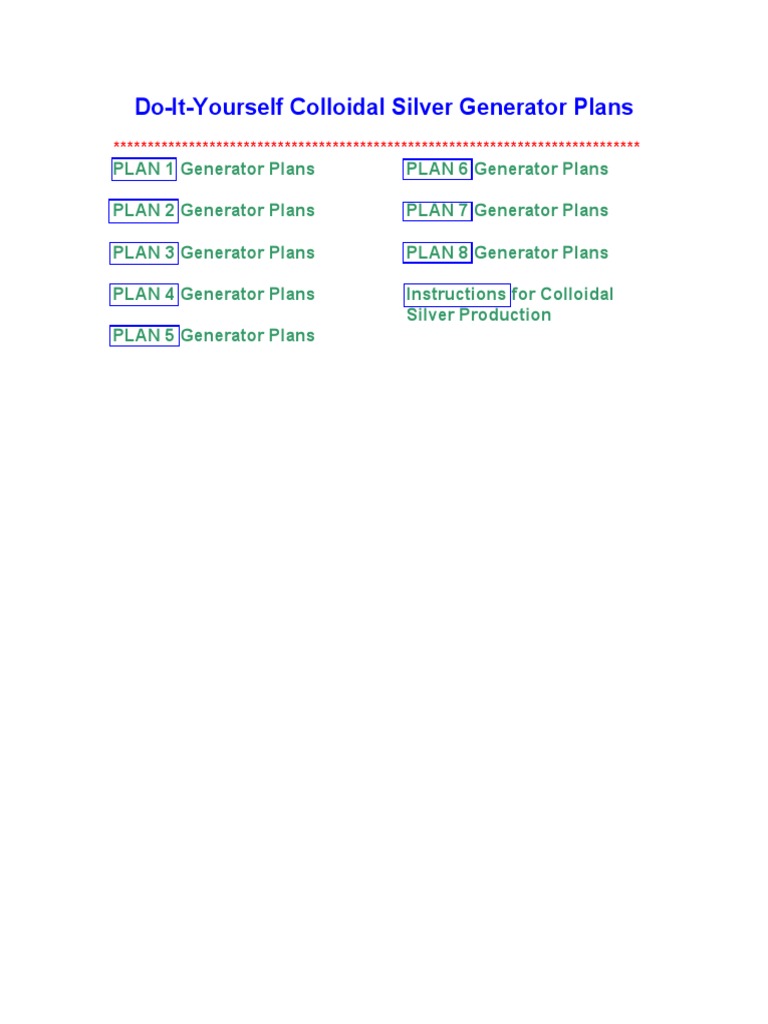 Do-It-Yourself Colloidal Silver Generator Plans | PDF | Rectifier | Silver