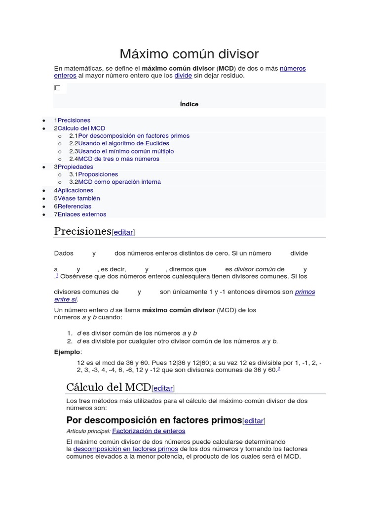 Cálculo y Propiedades del MCD | PDF | Objetos matemáticos | Álgebra ...