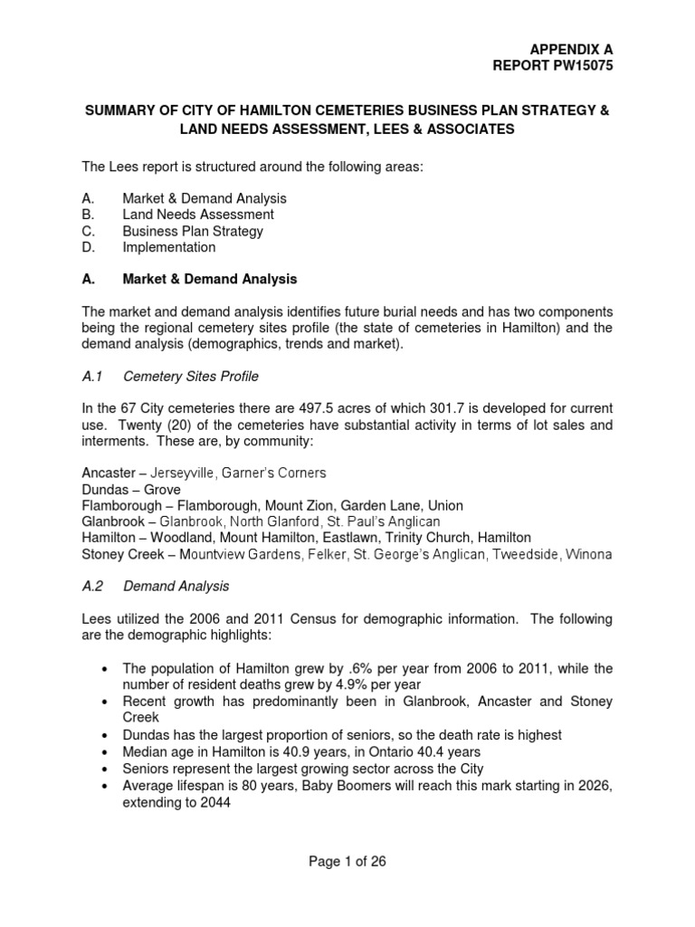 City of Hamilton Cemeteries Business Plan Strateg - PW15075AppA | PDF ...