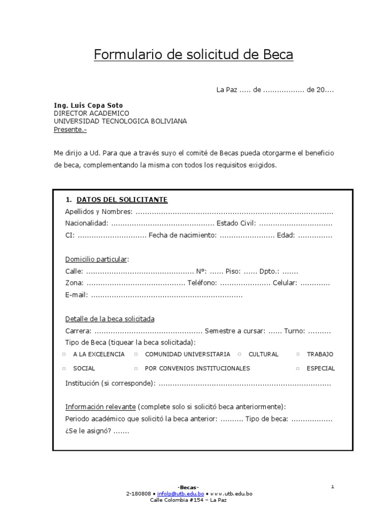 Formulario Beca - Utb PDF | PDF | Gobierno