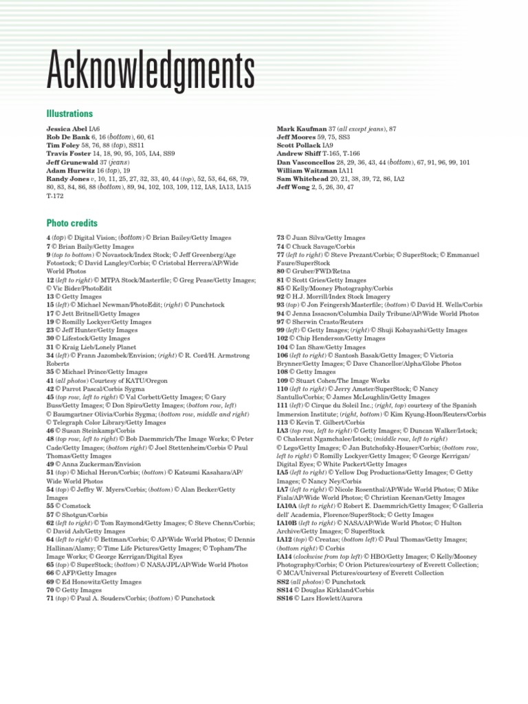 Acknowledgments | PDF | Getty Images | Companies Of The United States