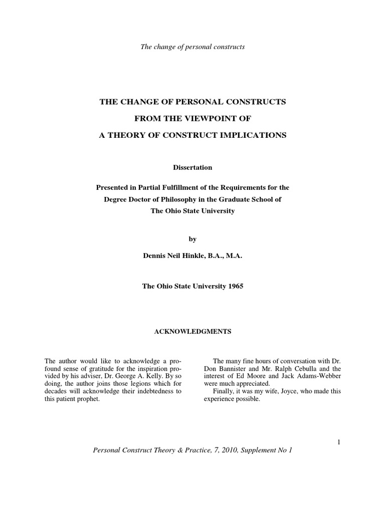The Change of Personal Constructs | PDF | Theory | Hypothesis