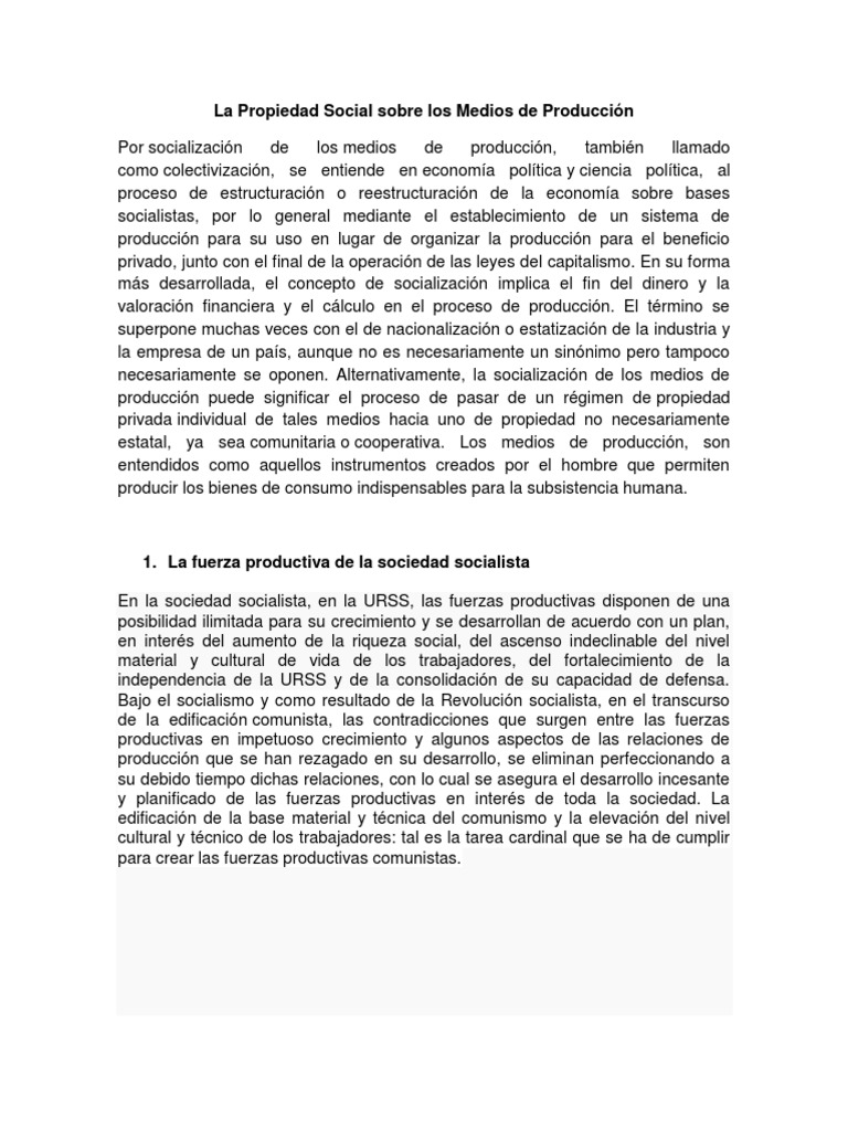 Tema #1.2 - La Propiedad Social Sobre Los Medios de Producción | PDF ...