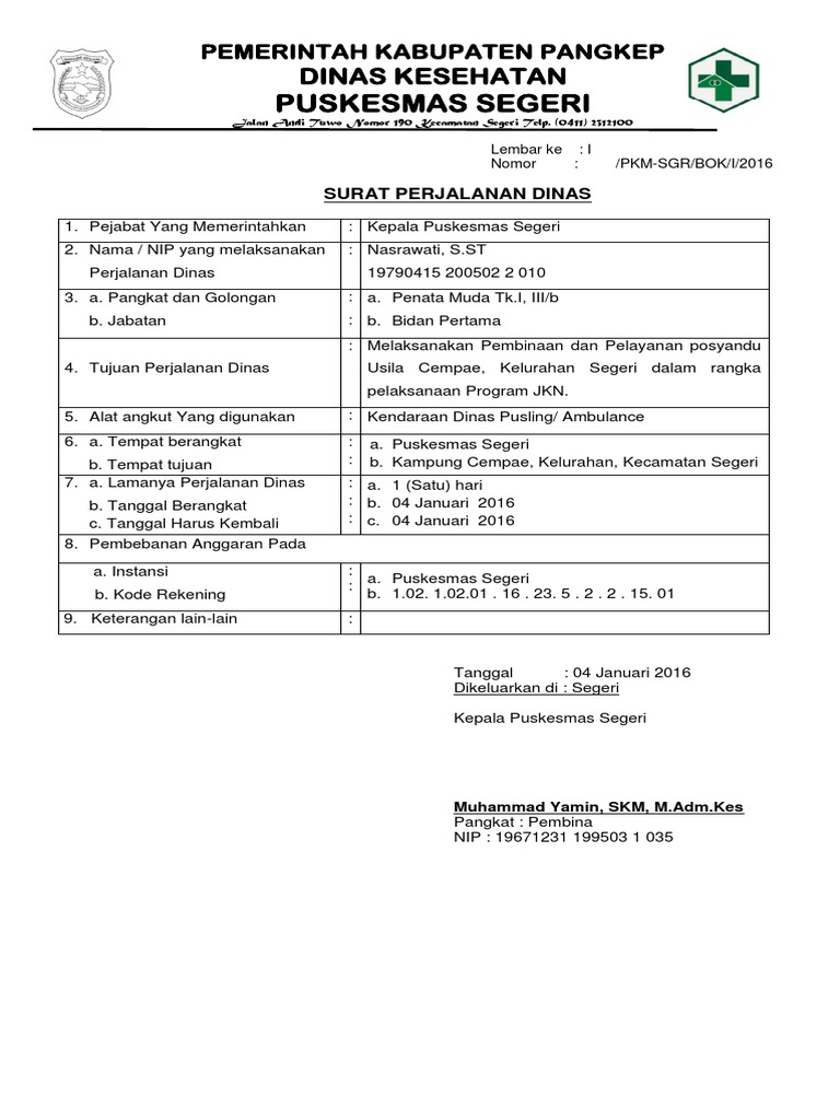 Contoh SPPD Hal I | PDF