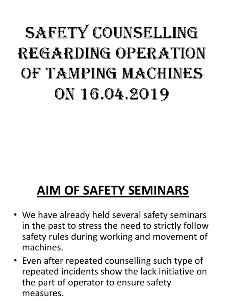 Safety Guidelines for Tamping Machines | PDF | Manufactured Goods ...