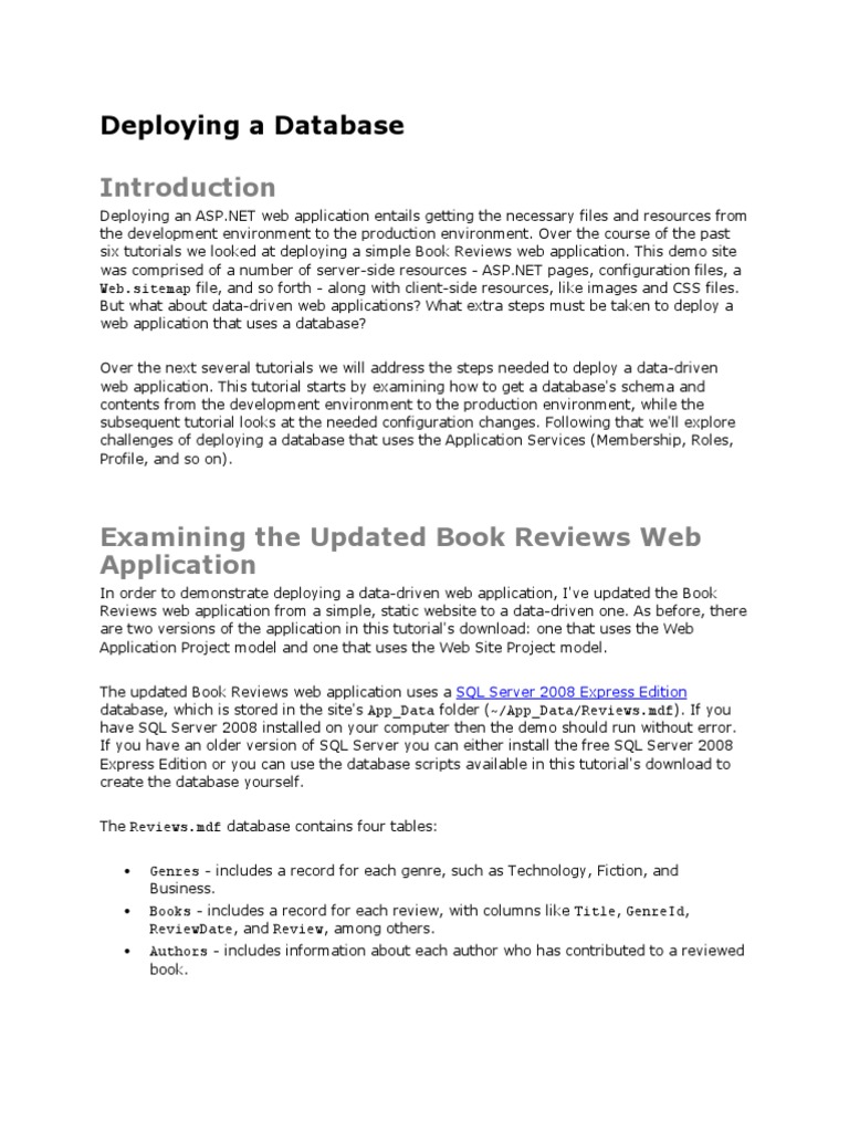 Aspnet Tutorial 07 Deploydb Cs Pdf Microsoft Sql Server Databases 