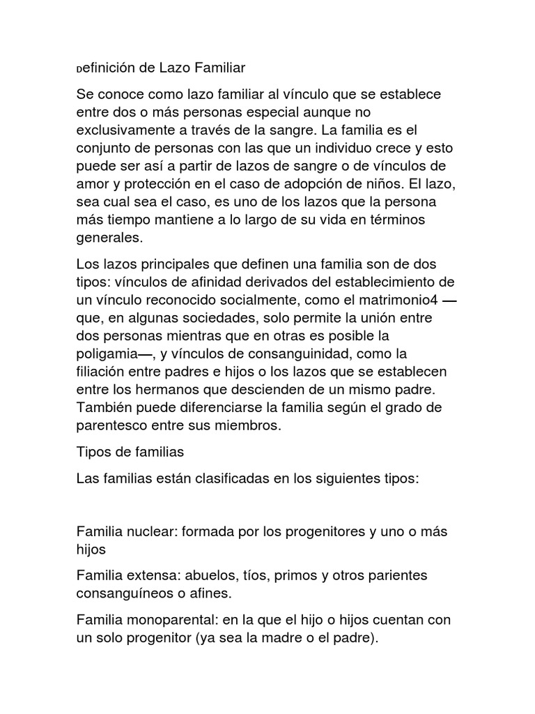 Definición y Tipos de Lazos Familiares | PDF | Familia | Verbo