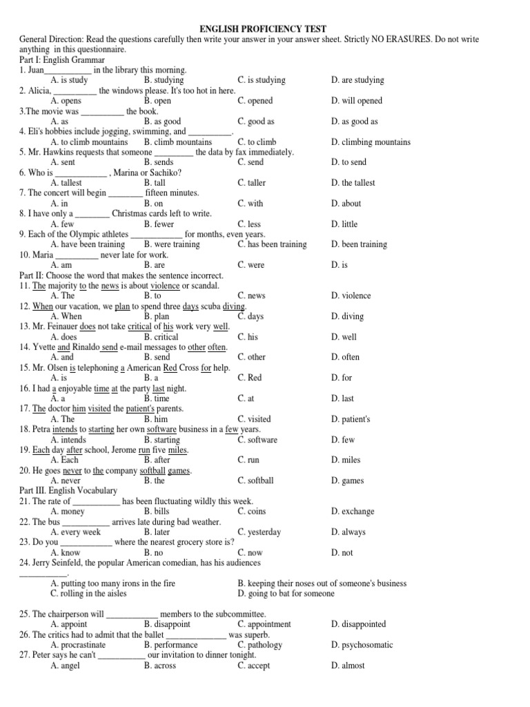 English Proficiency Test | PDF